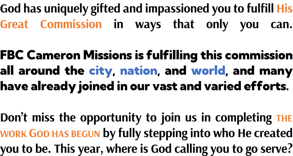 Missions – First Baptist Cameron